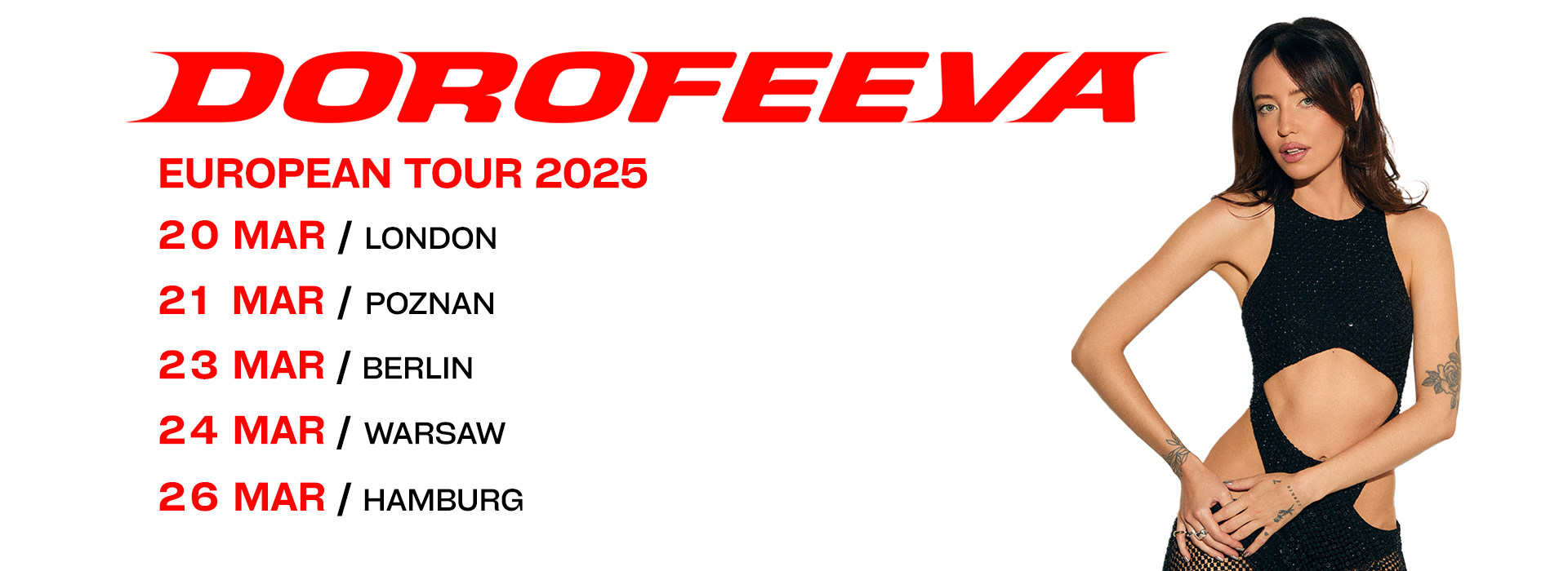 Dorofeeva - тур Європою 2025: купити квитки I FCA.ua