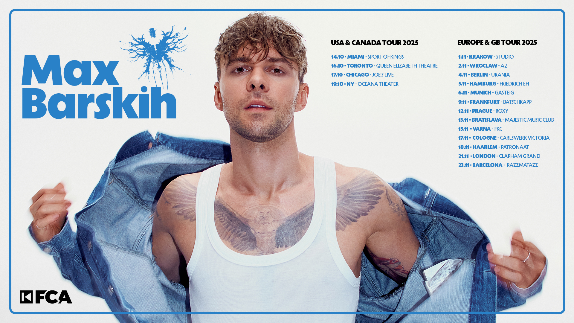 MAX BARSKIH World tour 2025: buy tickets on tour concerts | FCA.ua